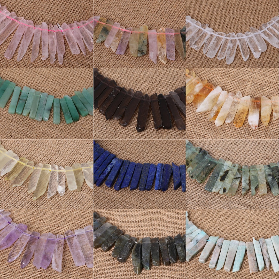 15" Strand Natural Point Beads - Slice Beads - Polished Stick Beads ...