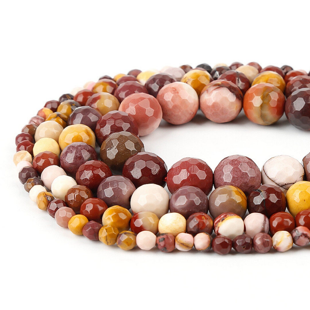 Genuine Natural Mookaite Jasper Beads - 4mm 6mm 8mm 10mm - Round Faceted Mookaite Jasper ...