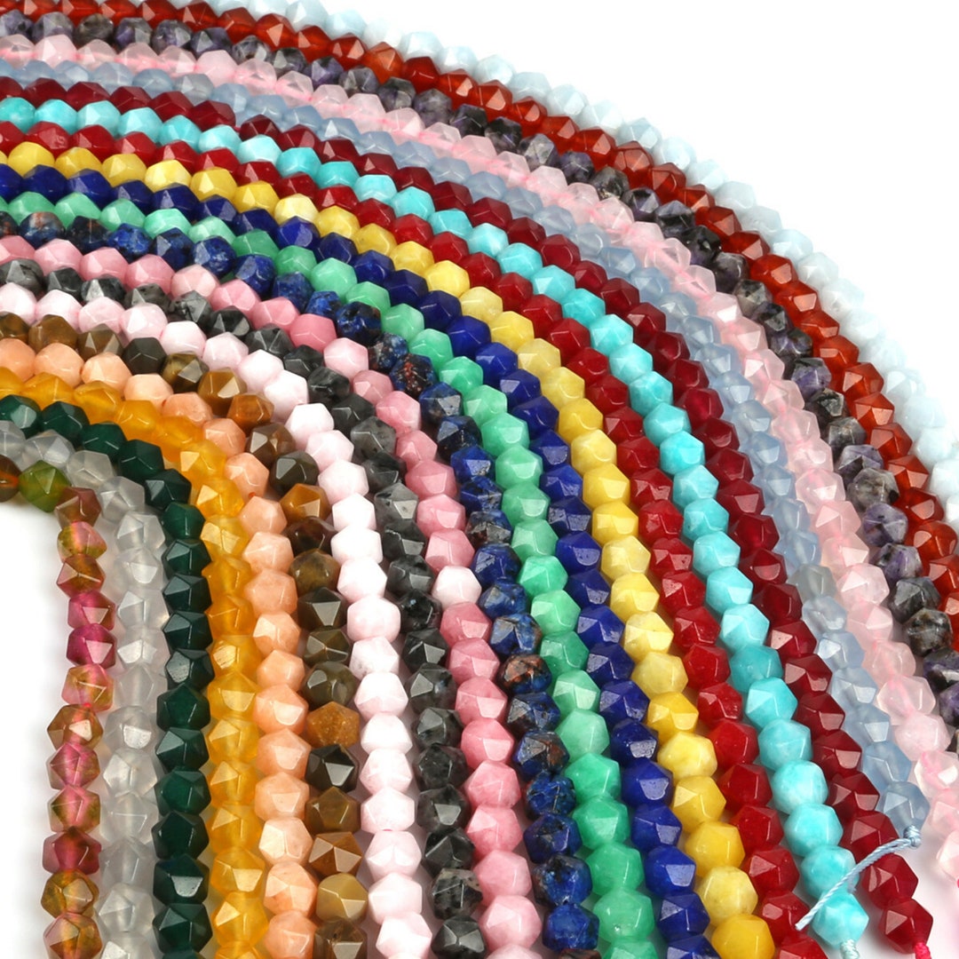 21 Colors of Star Cut Beads - 8mm - 1.5mm Hole - 48 Beads per Strand ...