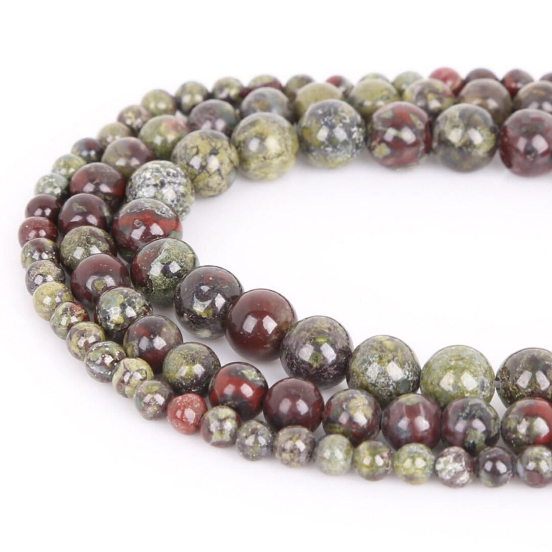 Genuine Natural Dragon Blood Jasper Beads - 4mm 6mm 8mm - Round Smooth ...
