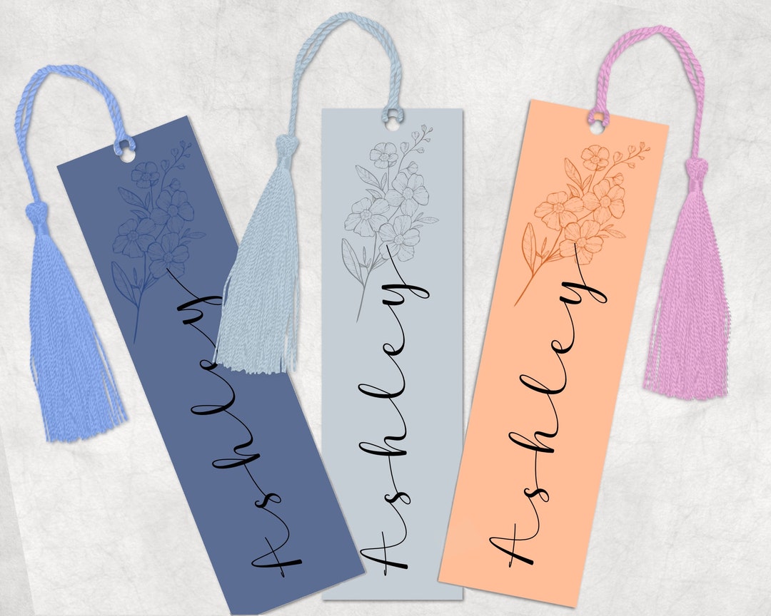 Personalized Bookmarks With Name, Custom Bookmarks With Name and Flower ...