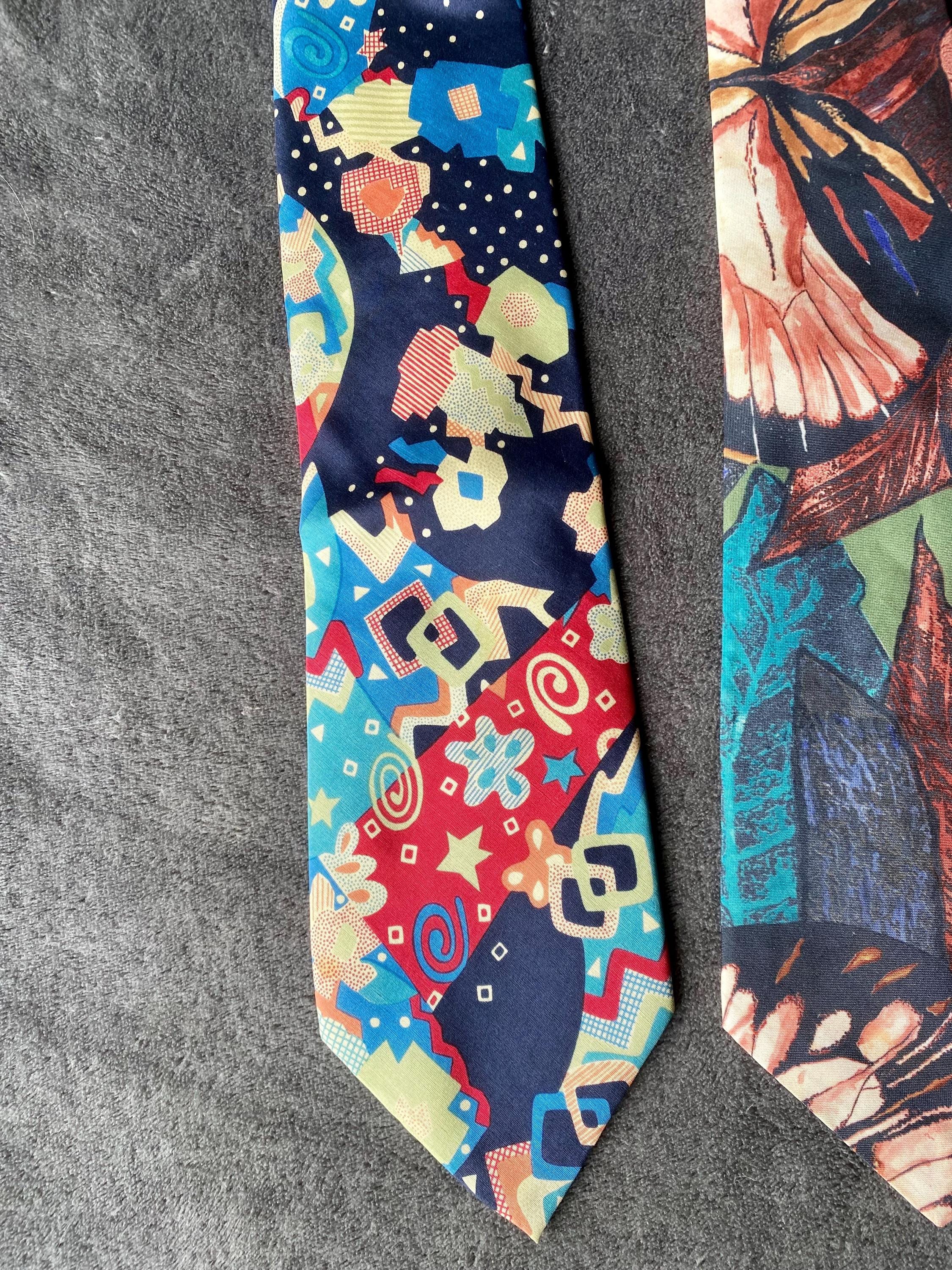 Colourful Necktie SET / Rainbow Cheerful Ties/ Abstract Pattern Men ...