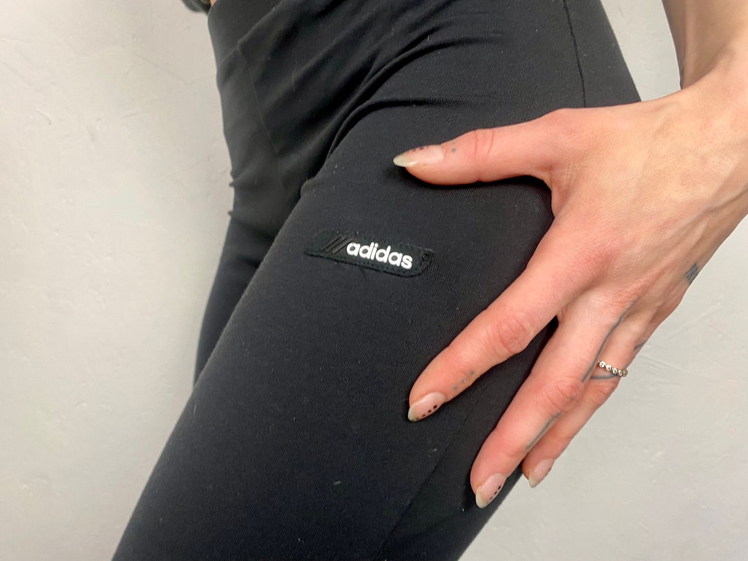 Vintage Adidas Tracksuit Pants: Black Flare Slit Bottoms, UK14 - Etsy
