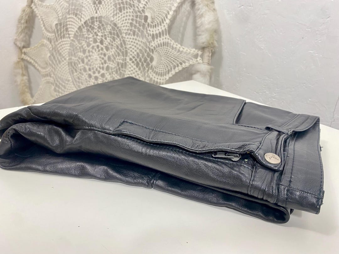 Vintage Black Leather Pants From BEELINE Finland, Retro Bottoms, 80s ...