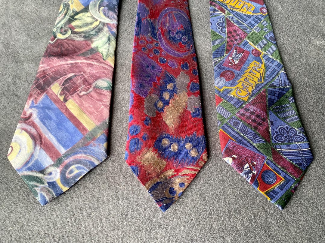 Wearable Art Necktie SET / Vintage Abstract Ties / Retro Patterns Men ...
