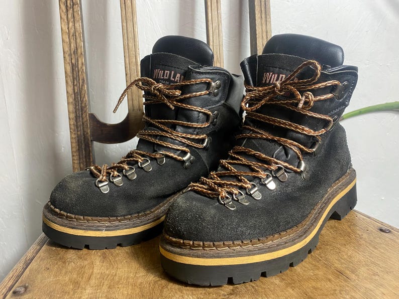 WILDLAND Leather Firefighter Boots, Wedge Sole Hiking Boots, Size 40 - Etsy