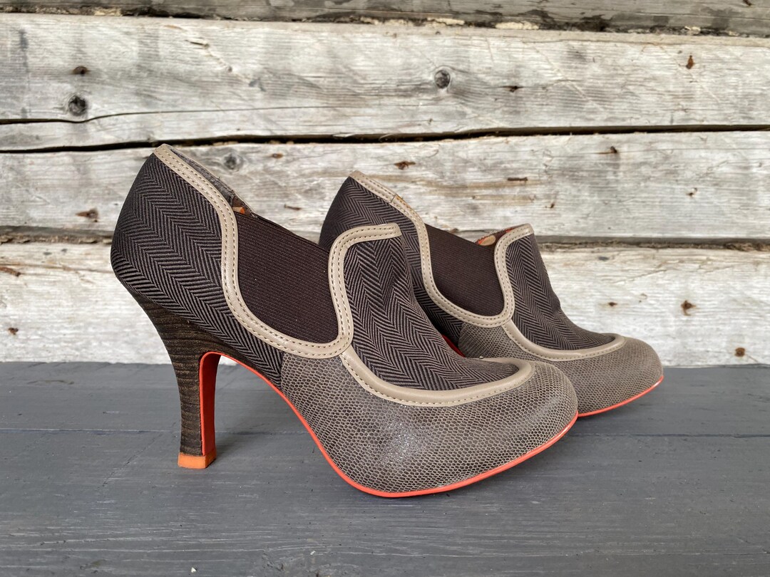 Ruby Shoo Retro High Heel Shoes - Brown Gray Orange - EUR39 - Etsy