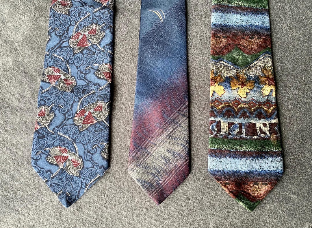 Designed Necktie SET / Retro Artist Ties / Abstract Old Patterns Men ...