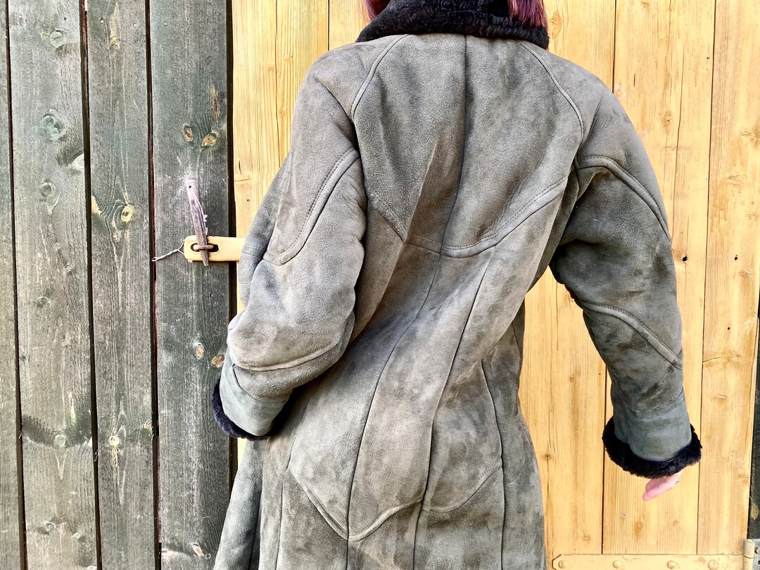 Vintage Womens Leather Coat From REISLER, Winter Parka, Green Khaki ...