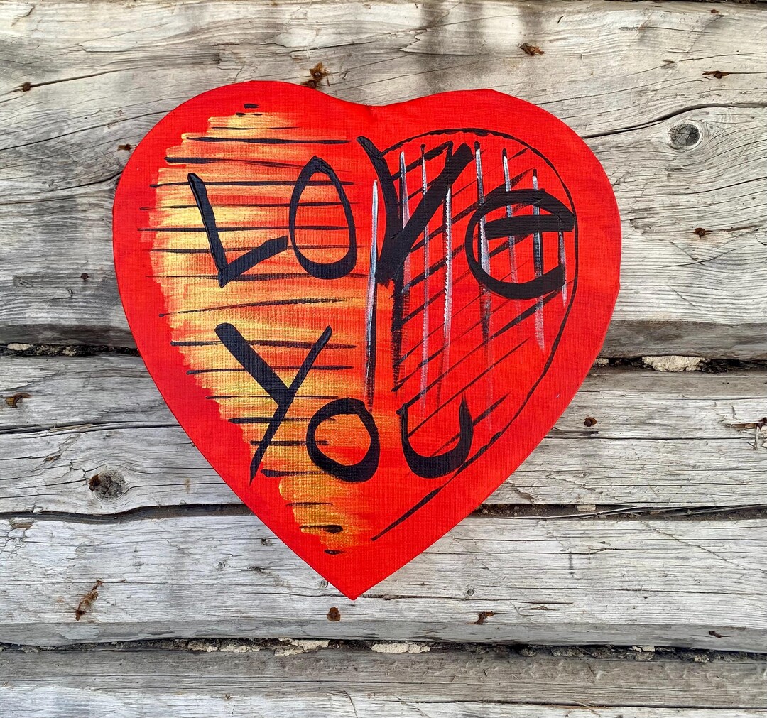 Heart Painting: 'I Love You' Acrylic Wall Decor - Valentine's Gift - Etsy