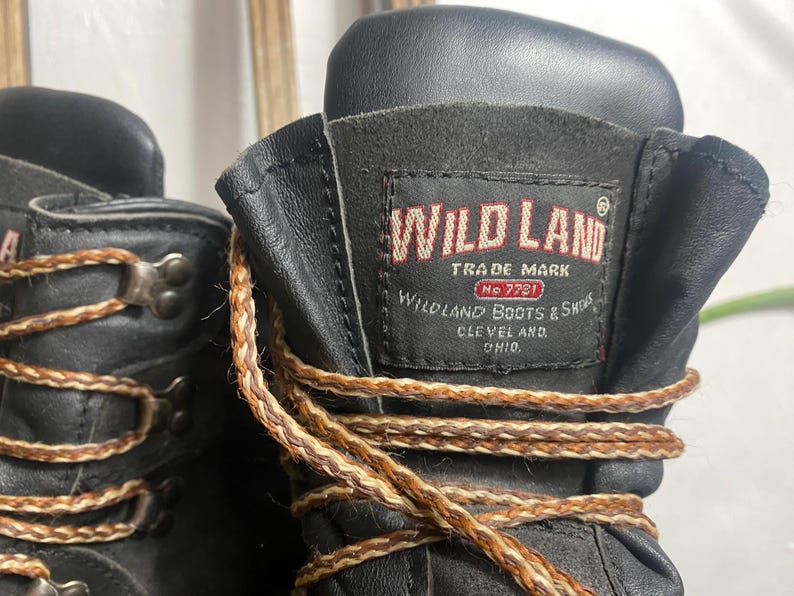 WILDLAND Leather Firefighter Boots, Wedge Sole Hiking Boots, Size 40 - Etsy