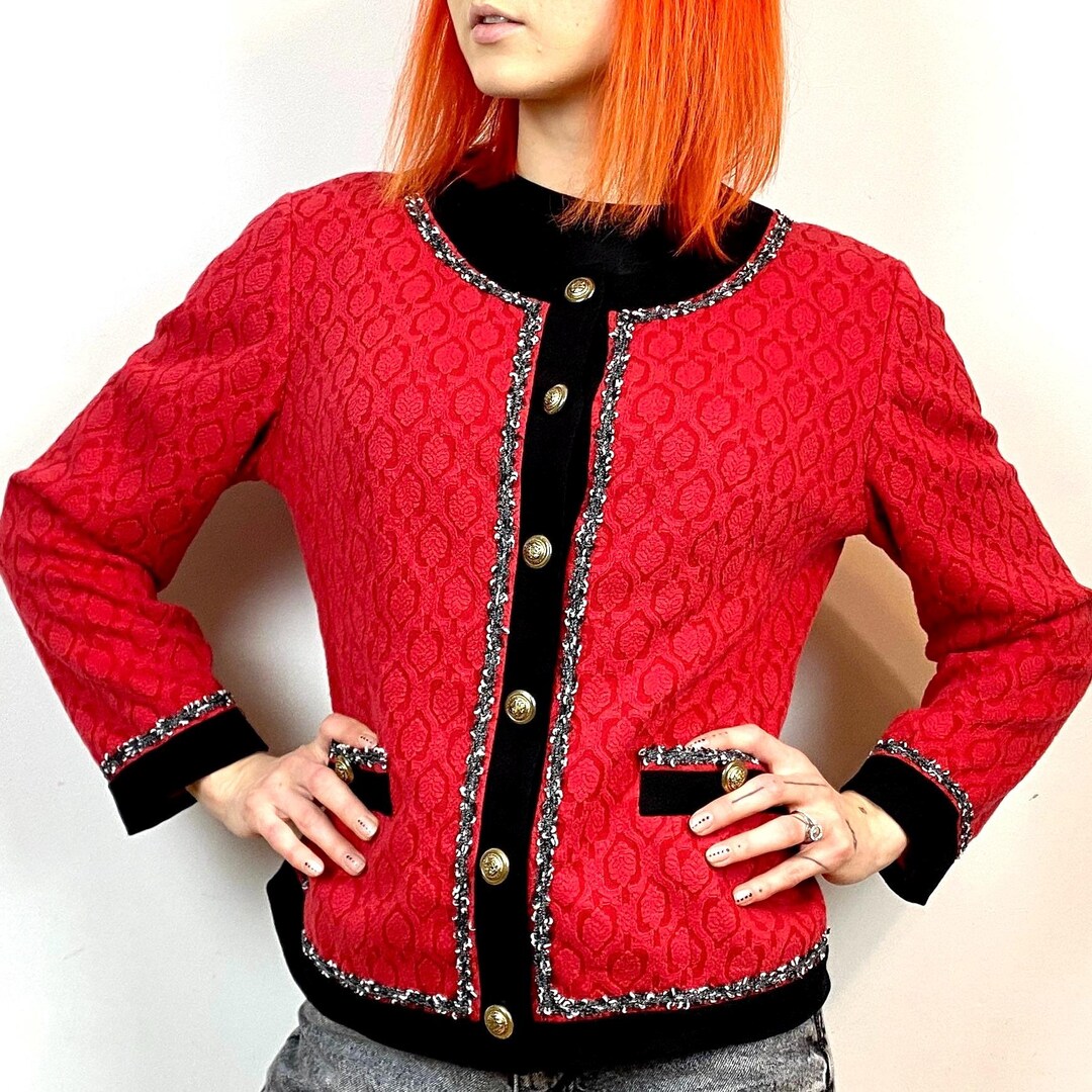 Artistic Red Blazer With Golden Buttons, Fringe, Royal Feel, Made in ...