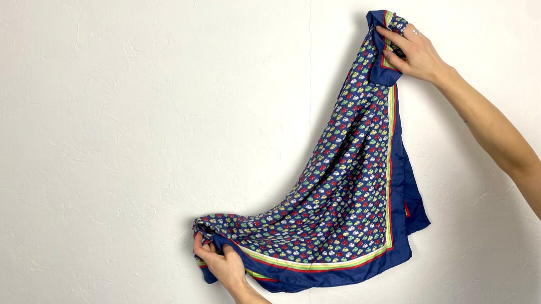 Vintage Silk Square Scarf: 90s Car Pattern Headscarf - Etsy UK