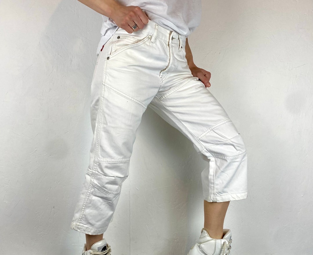Vintage DIESEL Capri Pants: White Denim 3/4 Length, Size 28 - Etsy