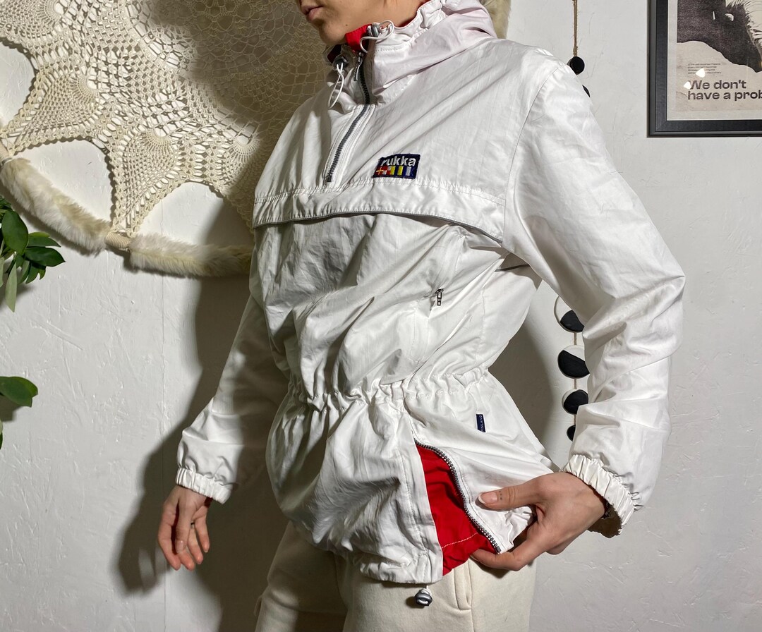 1990s Rukka Tracksuit Jacket: White and Red Athletic Womans Pullover ...