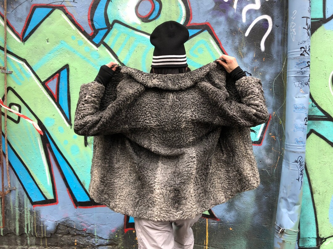 Karakul Jacket Fur Grey Swakira Persian Lamb Afghan Coat Vintage 80s ...