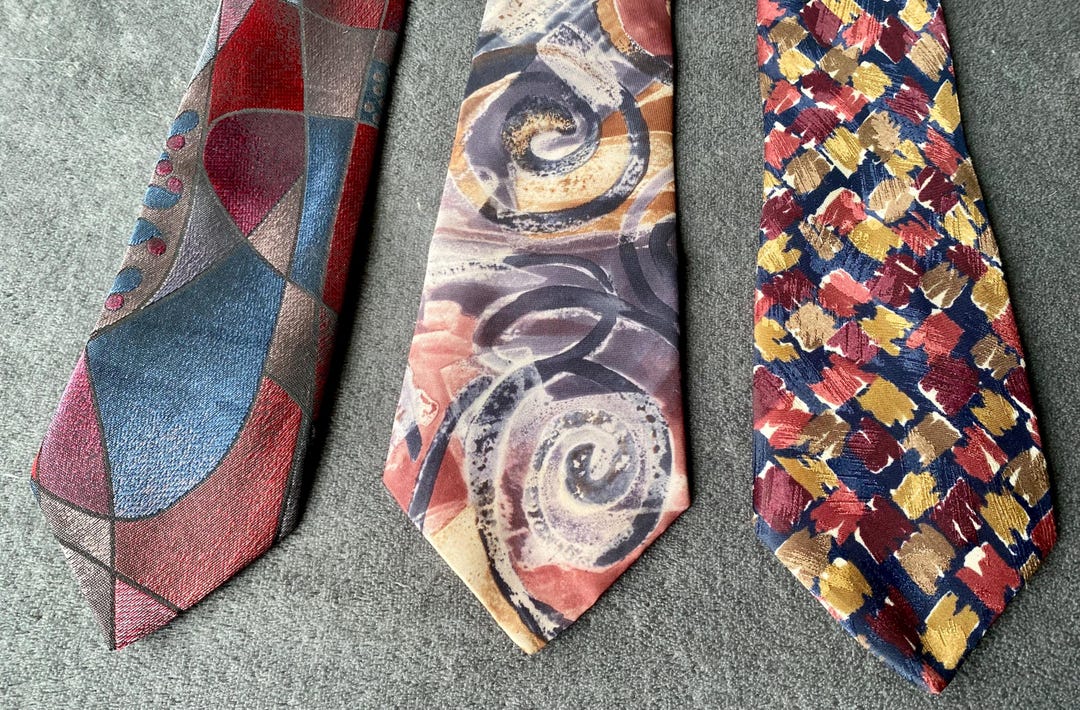 Abstract Necktie SET / Vintage Artist Ties / Artsy Old Patterns Men ...