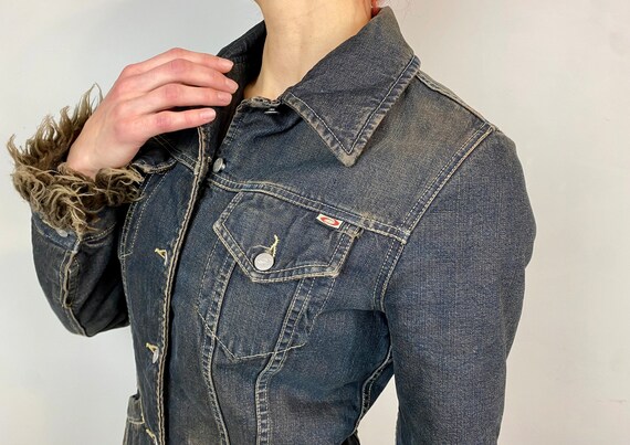 Vintage padded denim jacket from TAKE-TWO, fringe cuf… - Gem