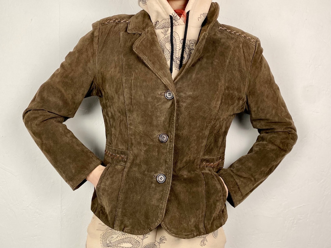 Vintage Leather Jacket From Wallace Sacks, Embroidered Leather Blazer ...