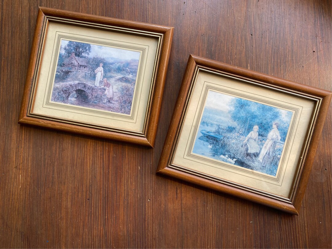 Two Wooden Frames With Print Paintings, Romanticism Painting 19x17 Cm ...