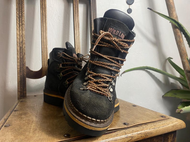 WILDLAND Leather Firefighter Boots, Wedge Sole Hiking Boots, Size 40 - Etsy