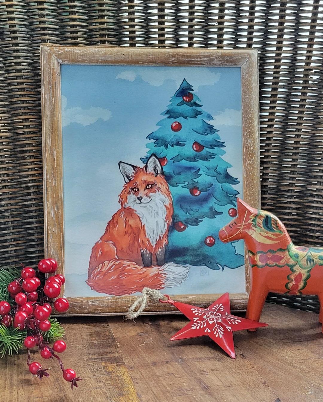 Fox's Christmas Tree- Art Print - Etsy