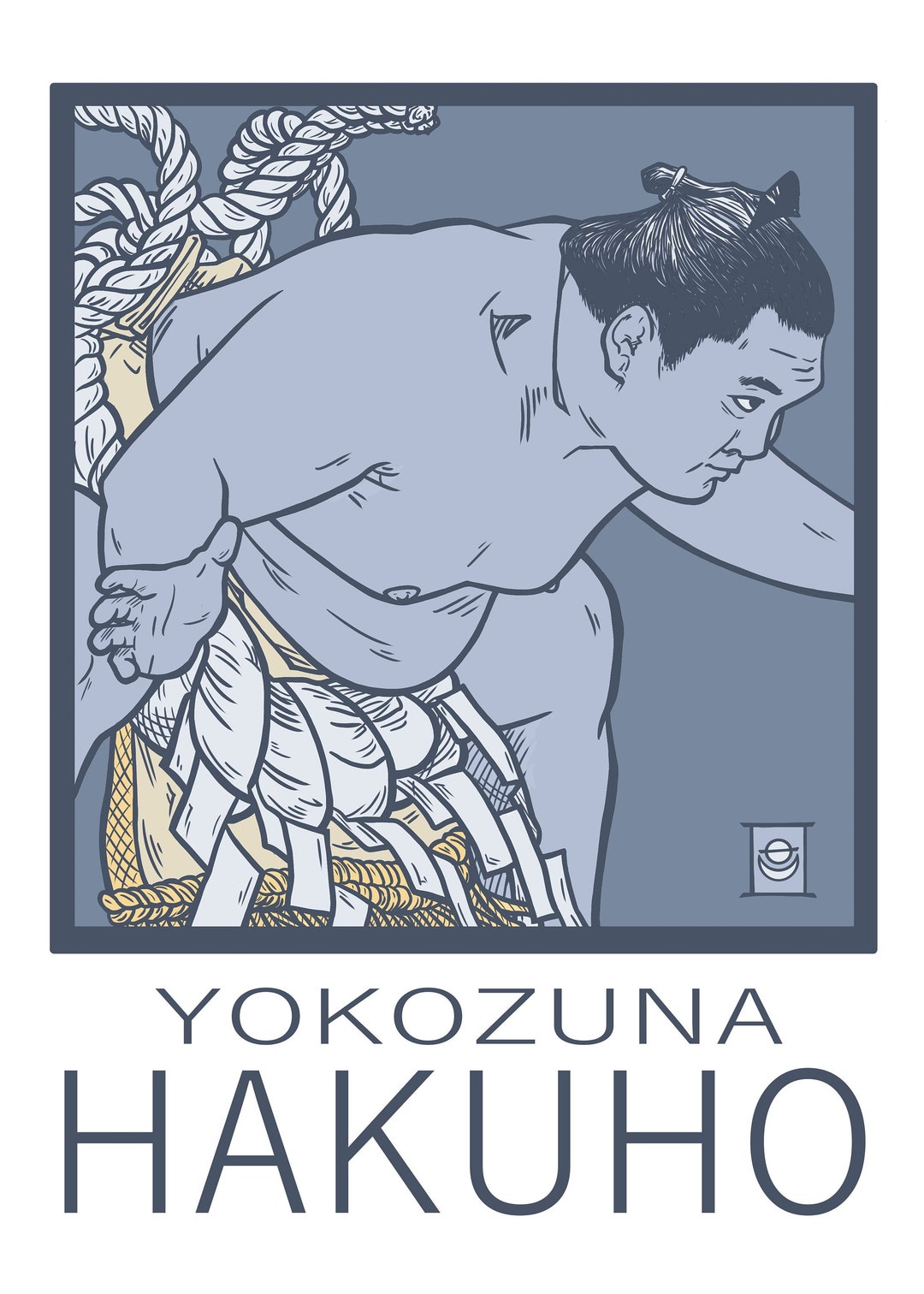 Yokozuna Hakuho Dohyo-iri in Indigo - Art Print - Etsy