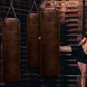 G4 Vision Antique Filled Leather Cowhide 4ft Punching Bags With Boxing ...