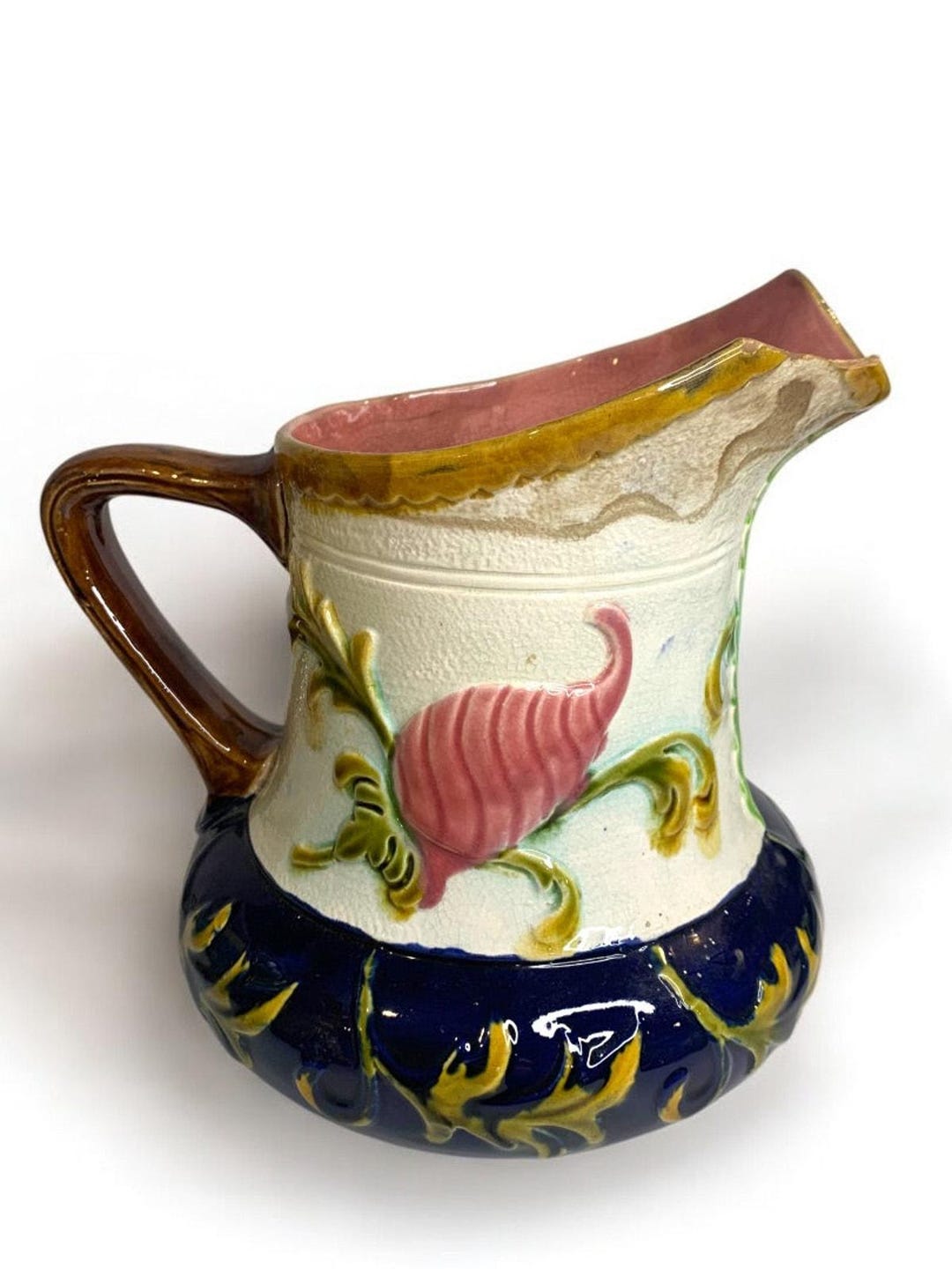 Wardle Signed Antique Majolica 7 Inch Pitcher Seashell Vibrant - Etsy