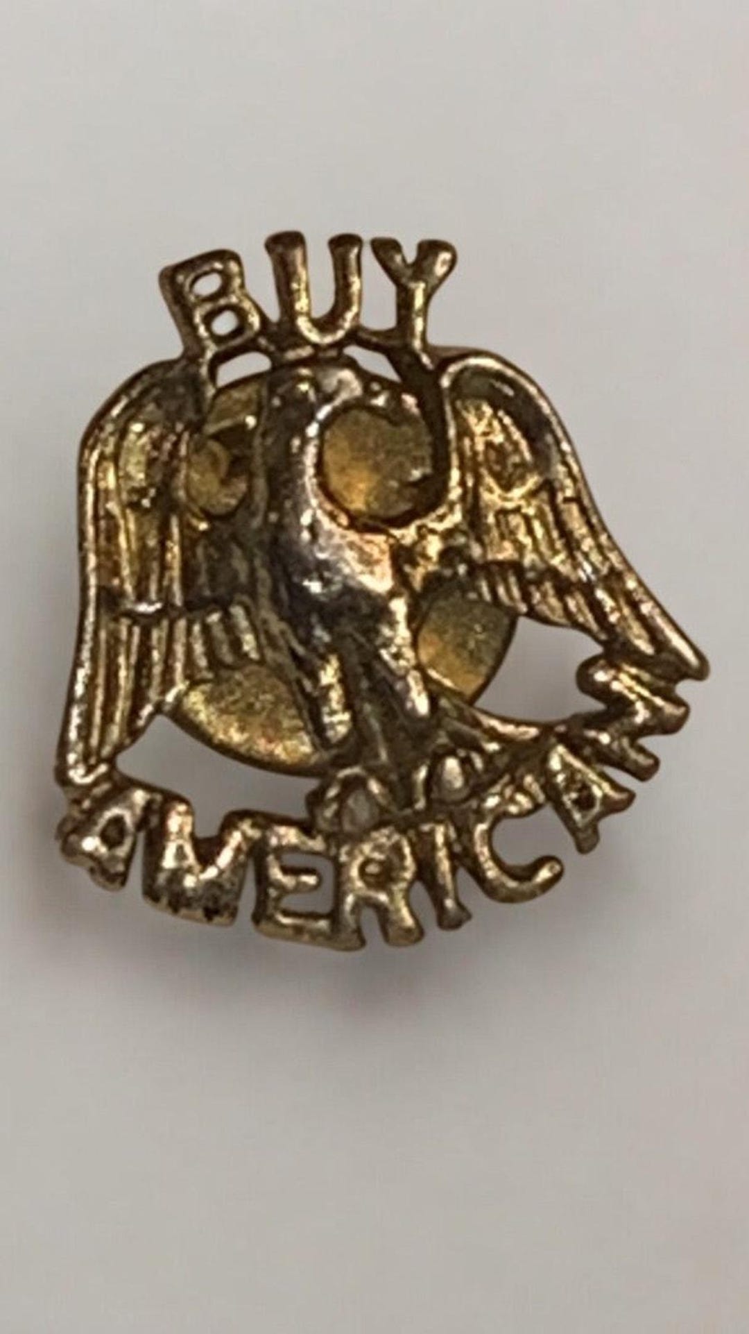 Vintage Eagle "buy American" Lapel Pin Bronze Color .8 Inch - Etsy