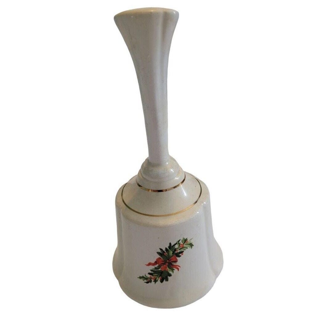 Christmas Holly Greens Swag Hand Bell Dinner Porcelain - Etsy