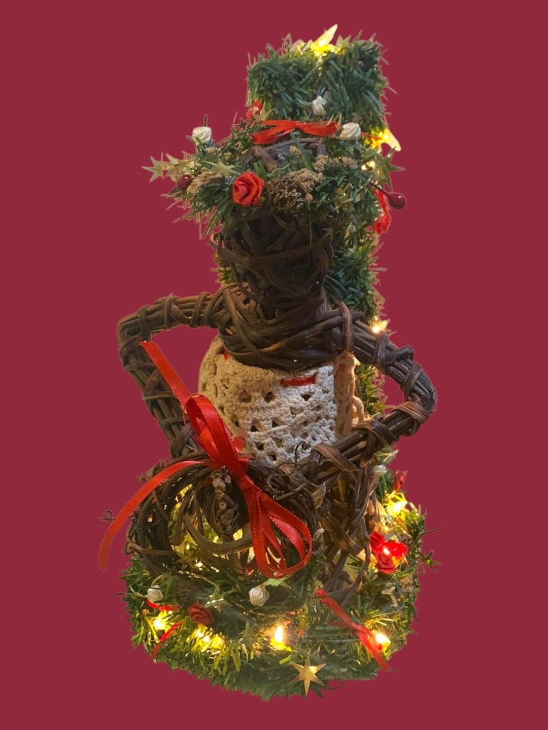 1990s Christmas Grapevine Angel Tree Topper Table Decor Prelit 13.5 ...