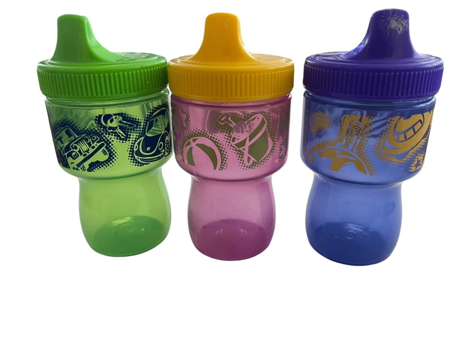 Playtex Spill Proof Big Sipster Sippy Cup Purple Green Blue Space Cars ...