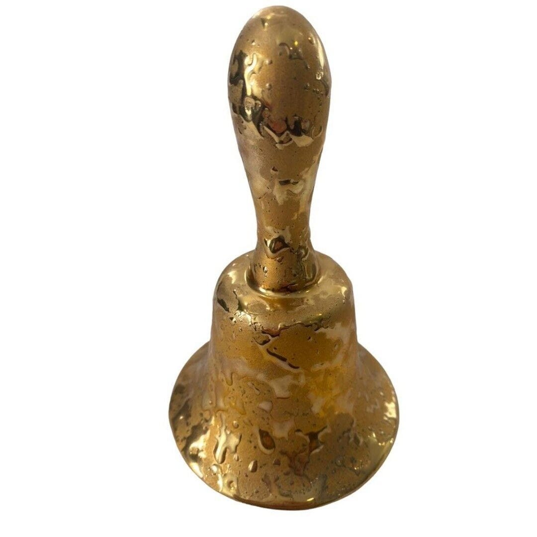 Vintage Gold Textured Hand Dinner Bell Ceramic Base - Etsy