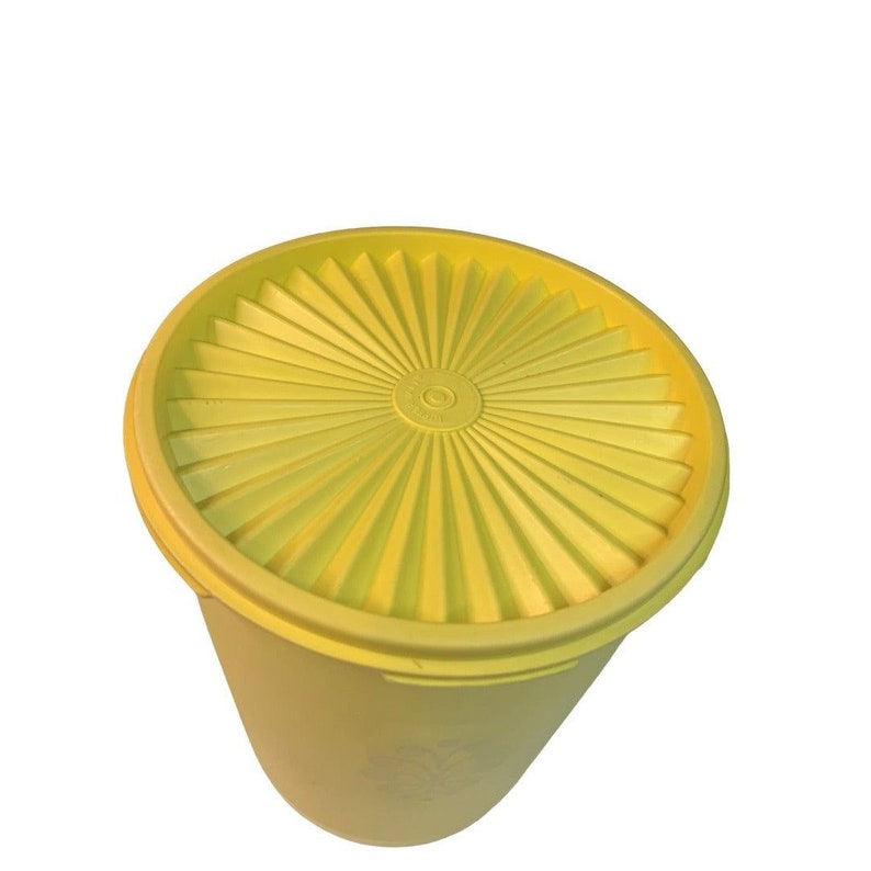 Vintage Tupperware Yellow Canister 807-2 Starburst Lid 808-13 7.5"h X 6 ...