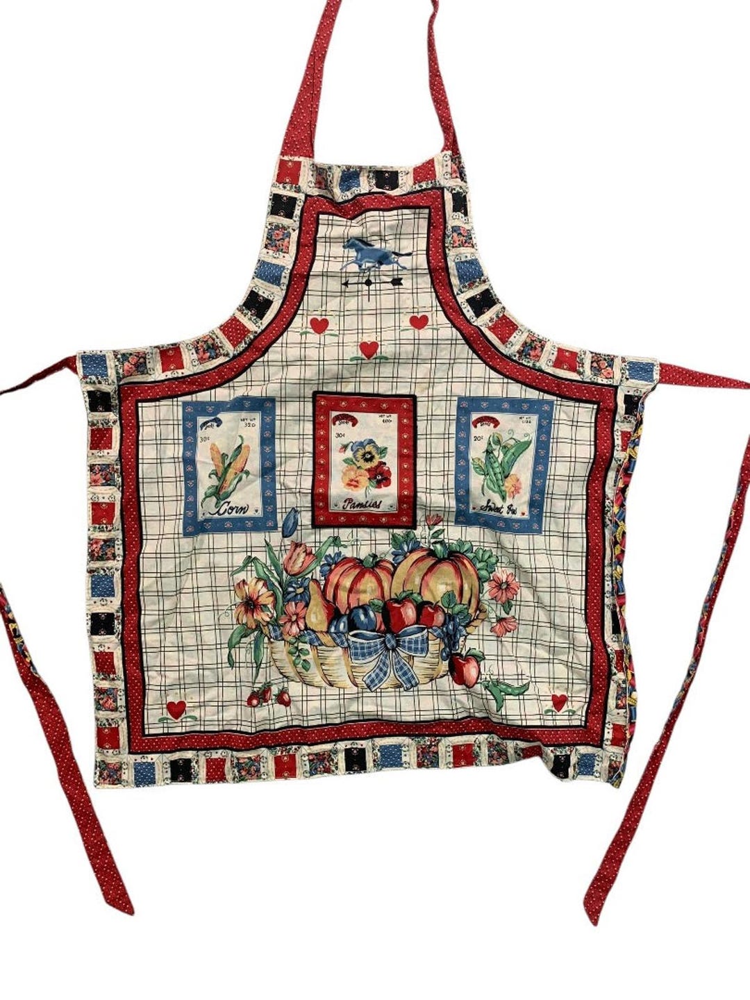 Vintage Bib Apron Garden Theme Pocket Faced Sewing Theme - Etsy