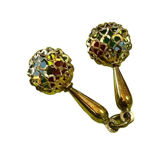 14k Gold Vintage Maracas Pendant Charm Stone Shakers … - Gem