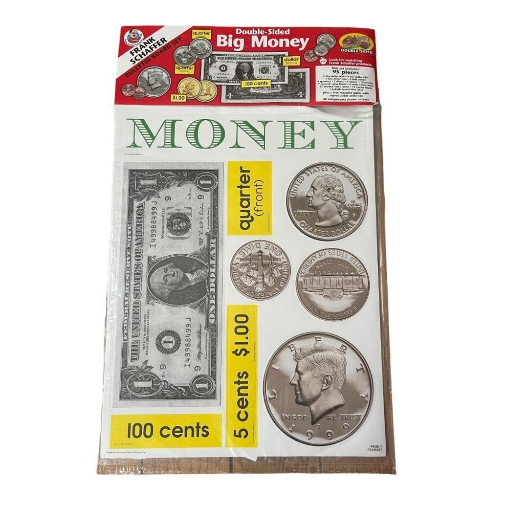 Frank Schaffer Double Sided 95 Piece Big Money Bulletin Board Set ...