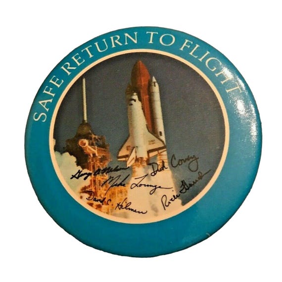 Safe Return To Flight NASA Space Pin Pinback Button 2… - Gem