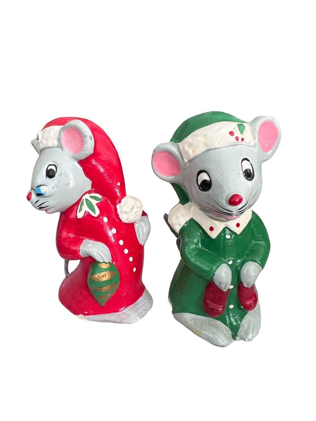 Vintage Chalk Ware Mice Santa Mrs Claus Mouse Japan Christmas MCM Decor ...