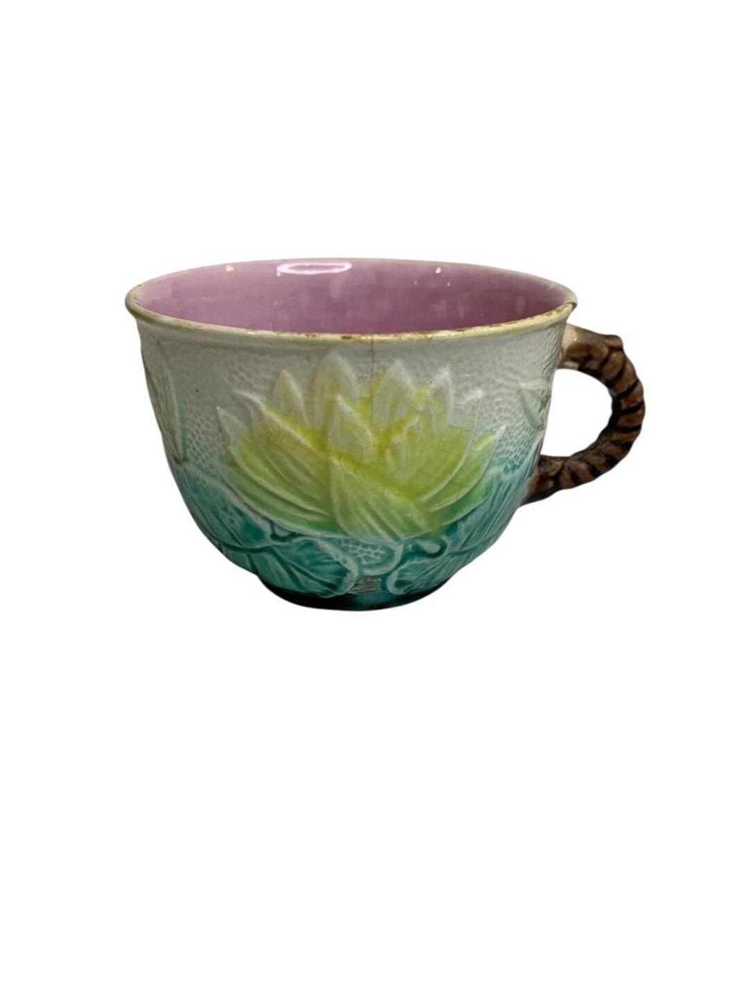 Antique Majolica Water Lily Pond Rope Teacup 2.5h Pottery - Etsy