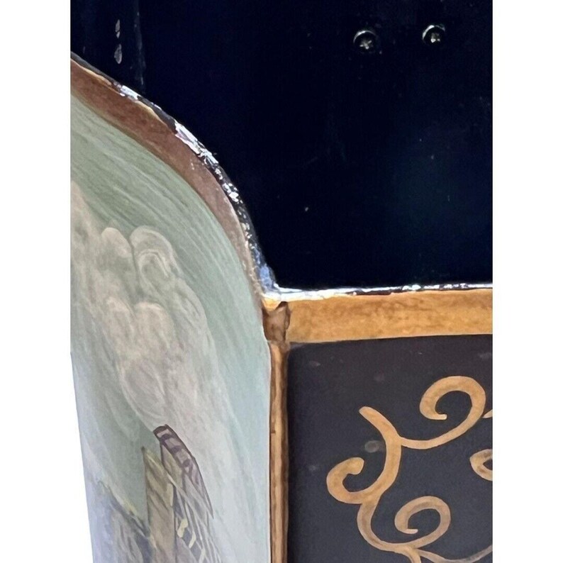 Hand Painted Metal Tole Lion Head Handle Planter Footed by Lotus Arts ...