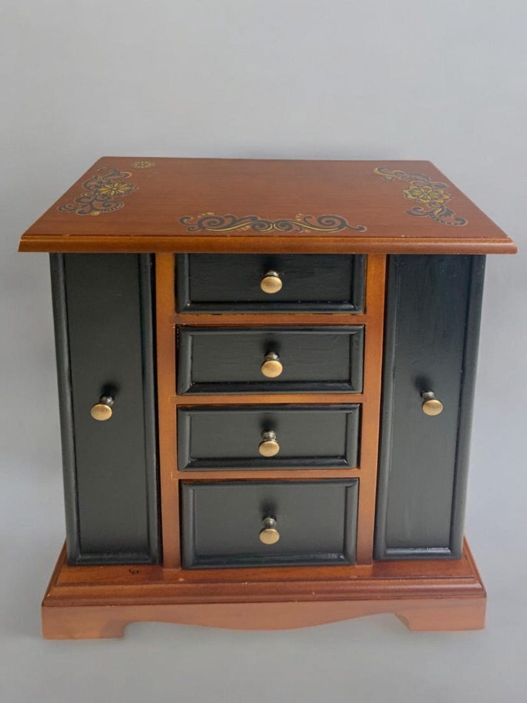 Tabletop Jewelry Armoire Brown Black Refinished 11"h X 9.5"l - Etsy