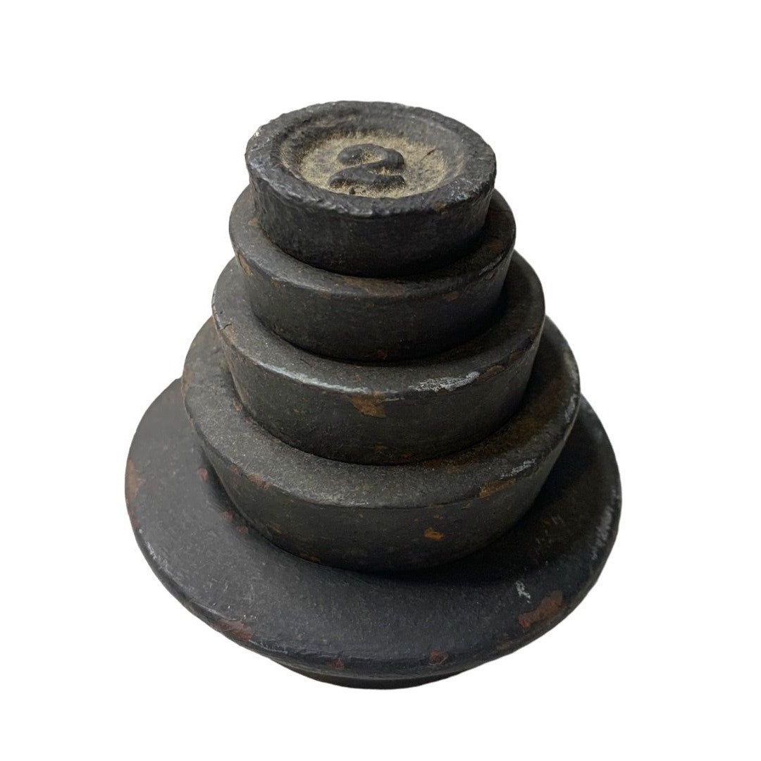 Antique Set 5 Cast Iron Stacking Weights for Grain Candy Scale 2 4 8 ...
