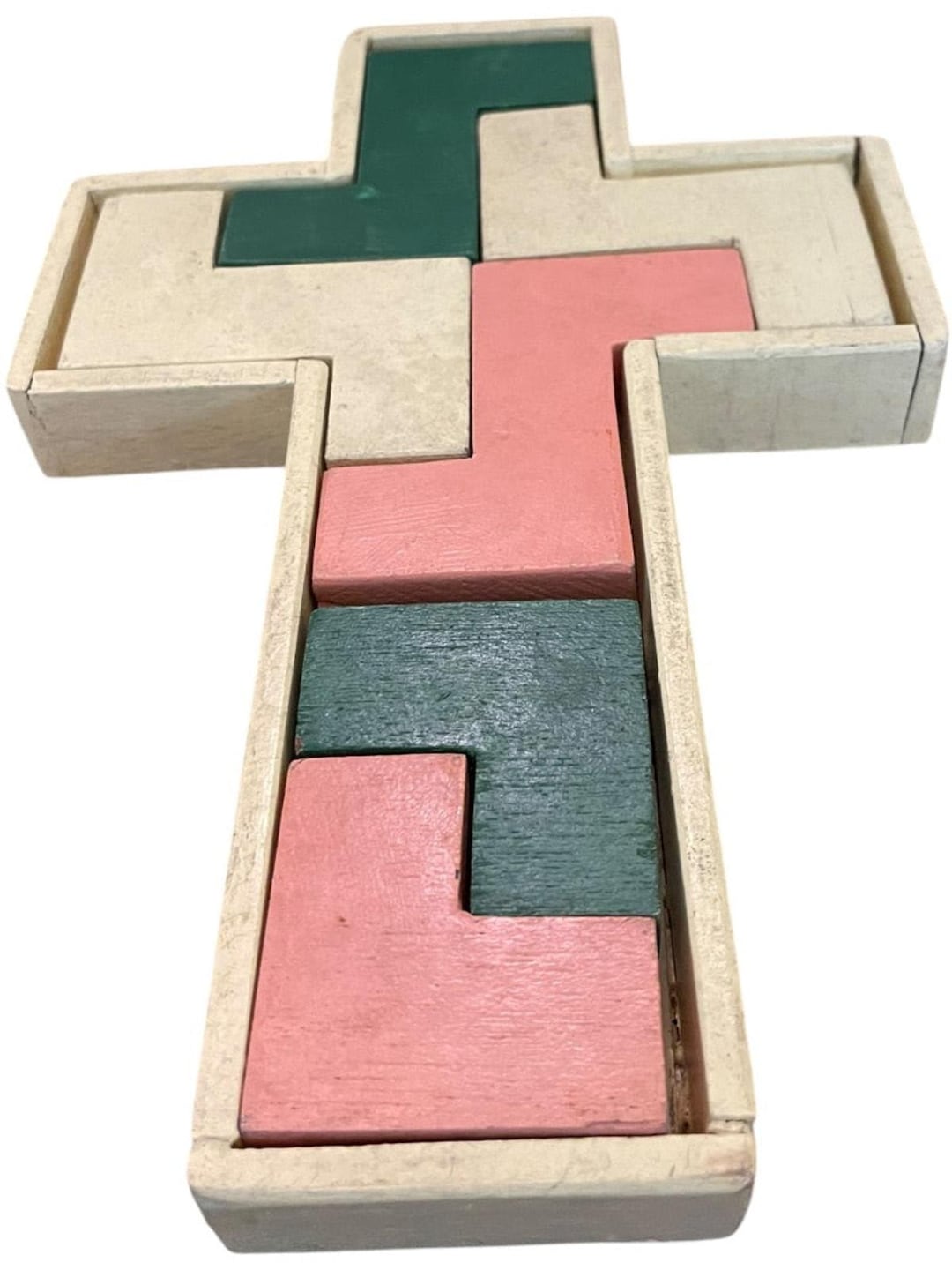 Vintage Wooden Cross Puzzle Toy 6 Pieces With Wooden Cross Box - Etsy