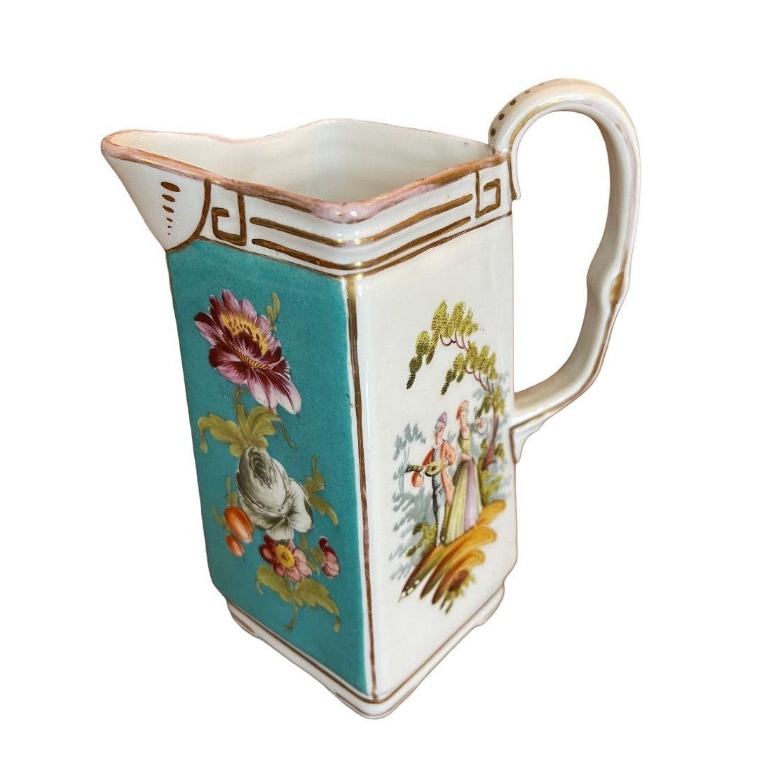 Vintage German Dresden Jug Pitcher Victorian Serenade Scene Handled ...