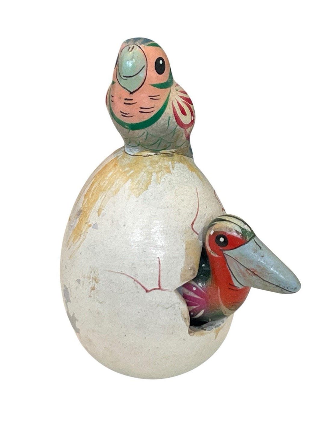 Mexico Ceramic Hatching Egg Sculpture Parrot & Pelican READ 4” Tall - Etsy