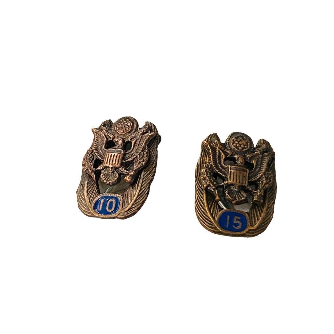 Vintage U.S. Army Lapel Pins 10 and 15 Year Service .5" - Etsy