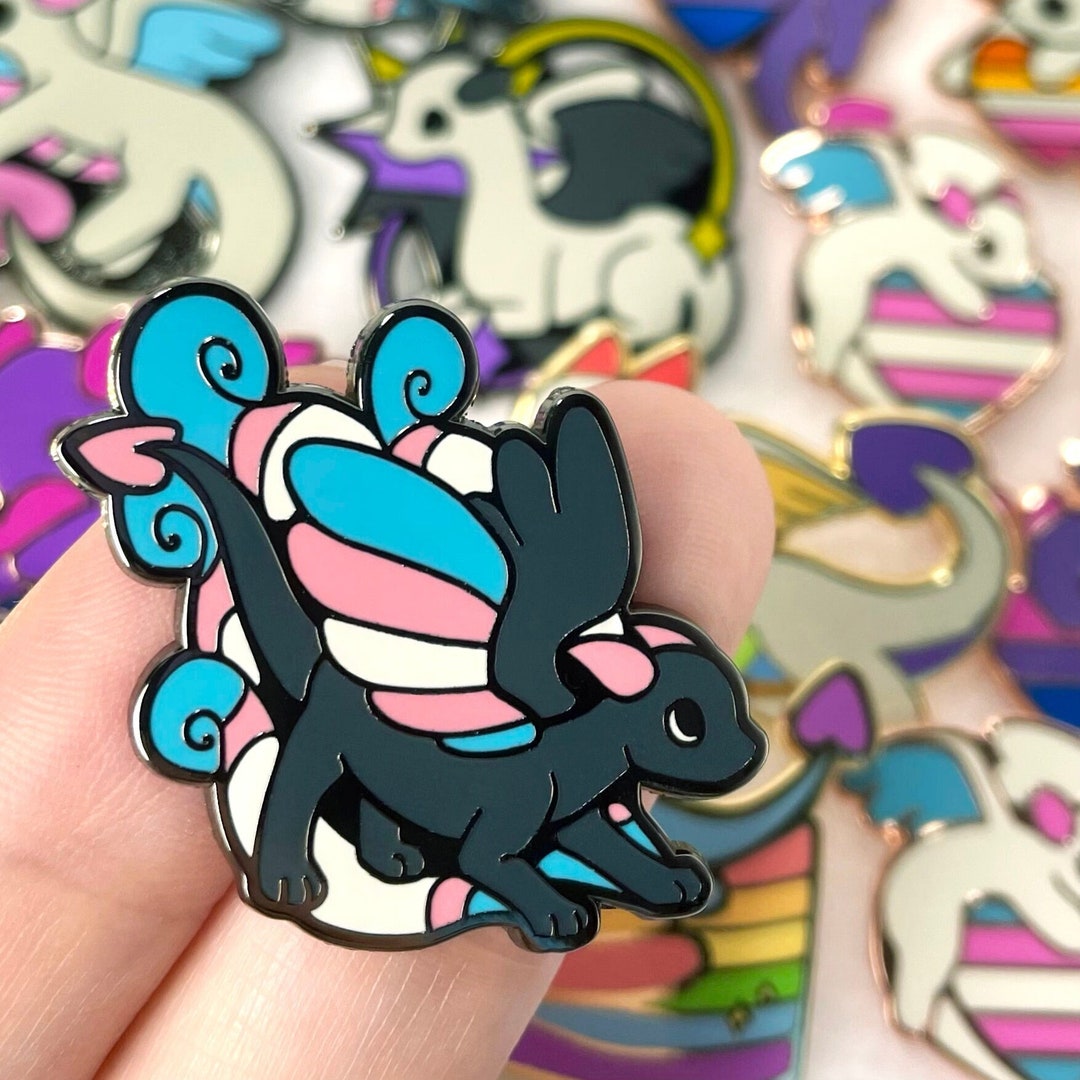 1.25 Inch Windy Trans Flag Dragon Enamel Pin - Etsy