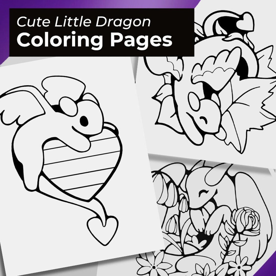 20 Cute Little Dragon Coloring Pages (digital PDF Download) - Etsy